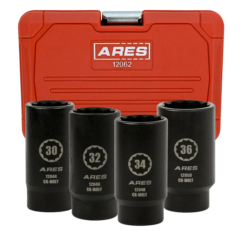 4-Piece Axle Nut Socket Set (12 Point) – ARES Tool, MJD Industries, LLC