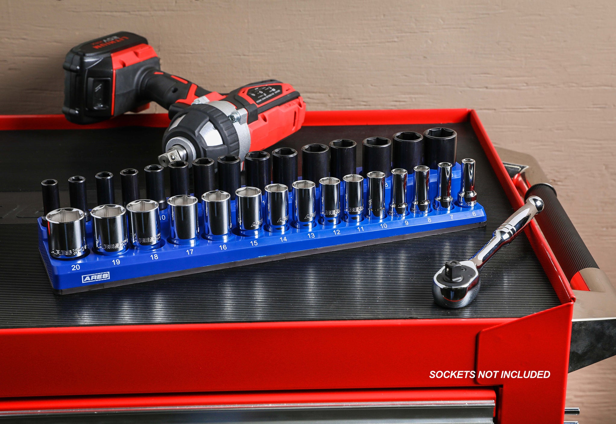 ARES 60008 - 30-Piece 3/8-Inch Blue Metric Magnetic Socket Holder ...